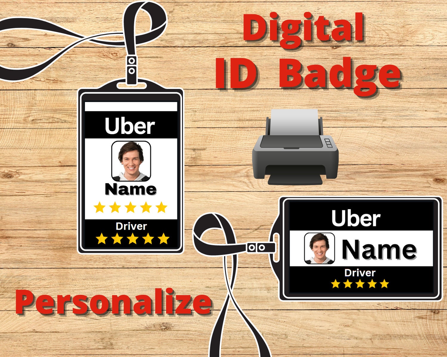Uber Driver ID Badge, Driver Business Card, Driver, Personalized ...