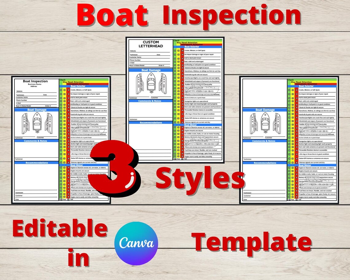 Boat Inspection Report, Multi Point Boat Inspection Checklist and ...