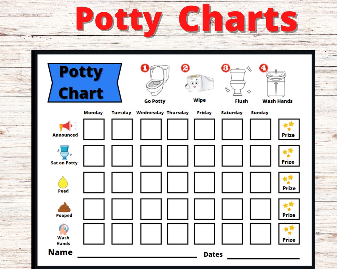Potty Training Preschool Chart Bundle, Toddler Toilet Train, Potty ...