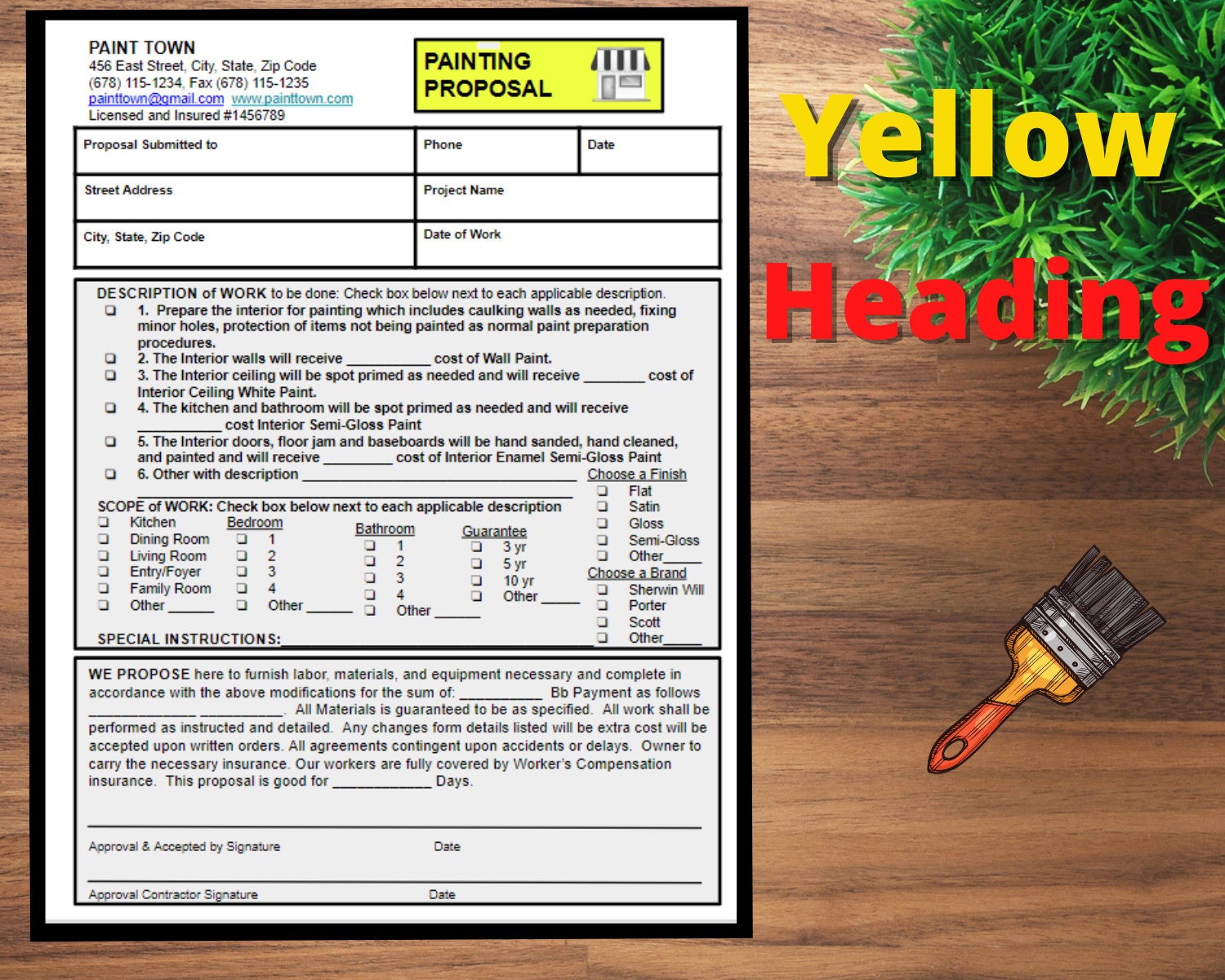 Editable Interior Painting Paint Proposal Template - Etsy