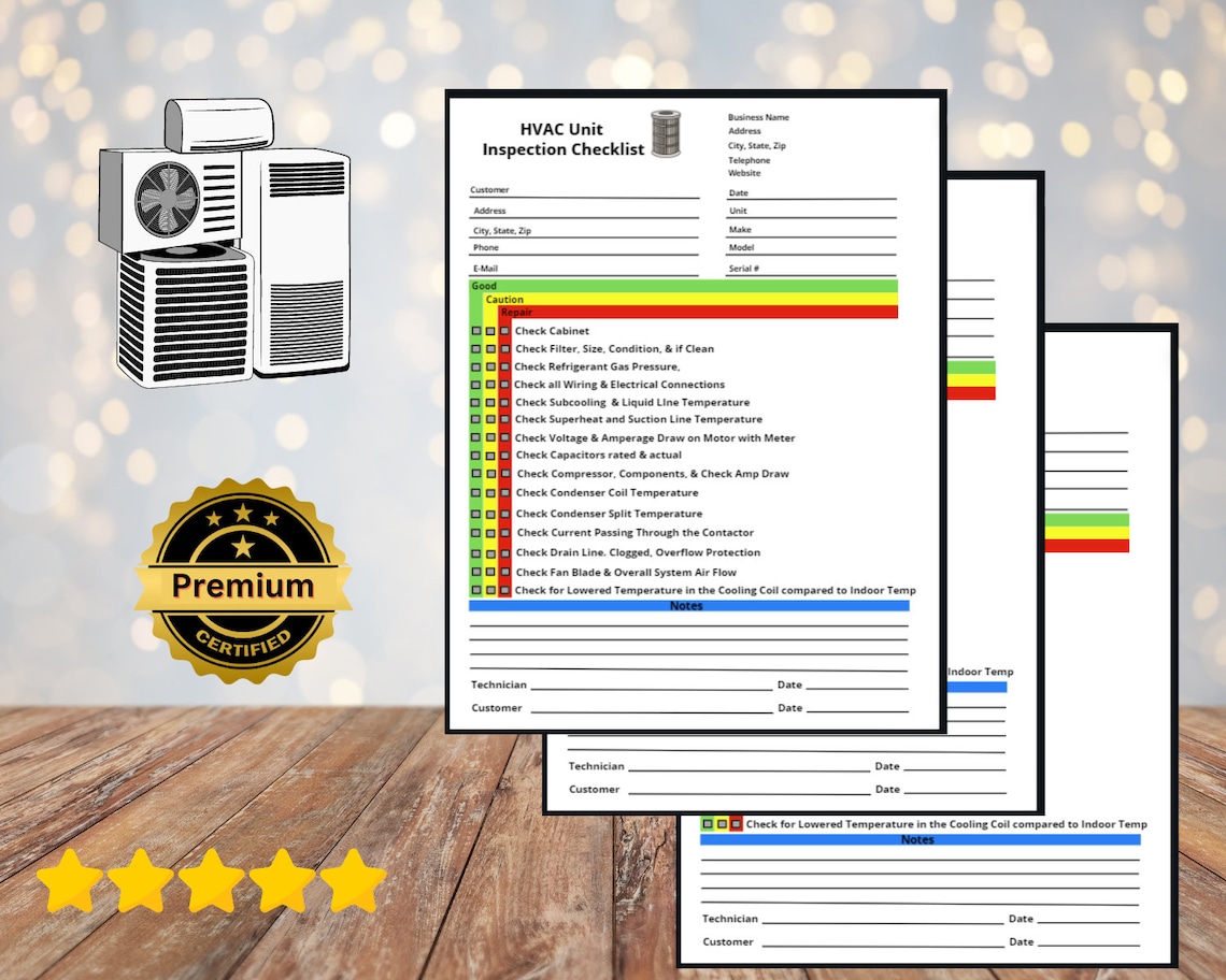 HVAC Inspection Checklist, Air Conditioner Inspection Printable ...