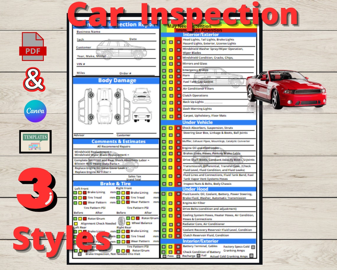 Vehicle Inspection Report Car Checklist Automotive Inspections ...