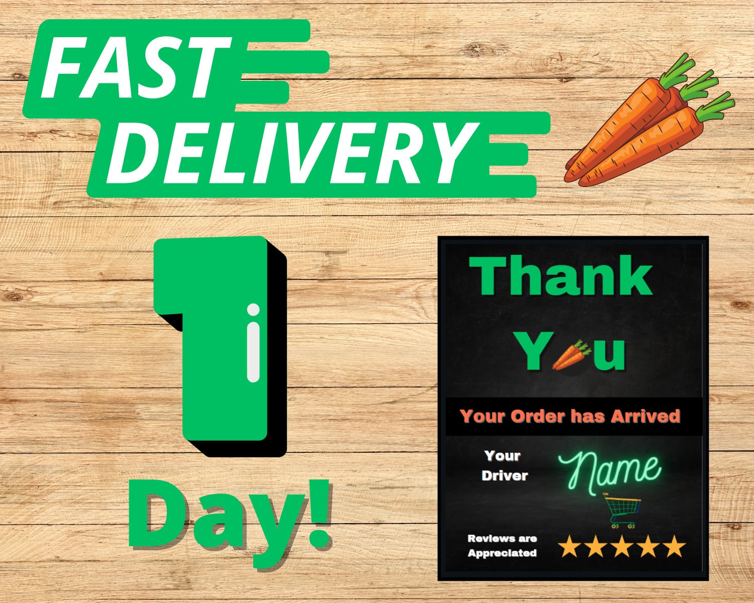 Thank You Card Grocery Customer Delivery, Grocery Shopper Driver, ID ...