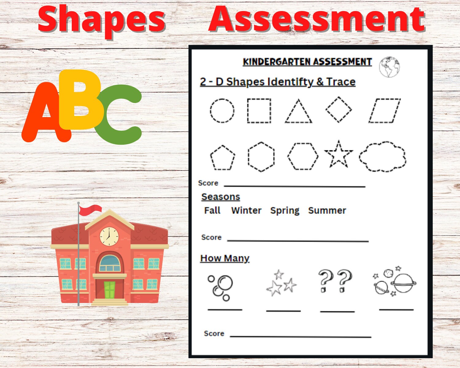 Kindergarten Assessment Worksheets Activity Homeschool Assessments - Etsy
