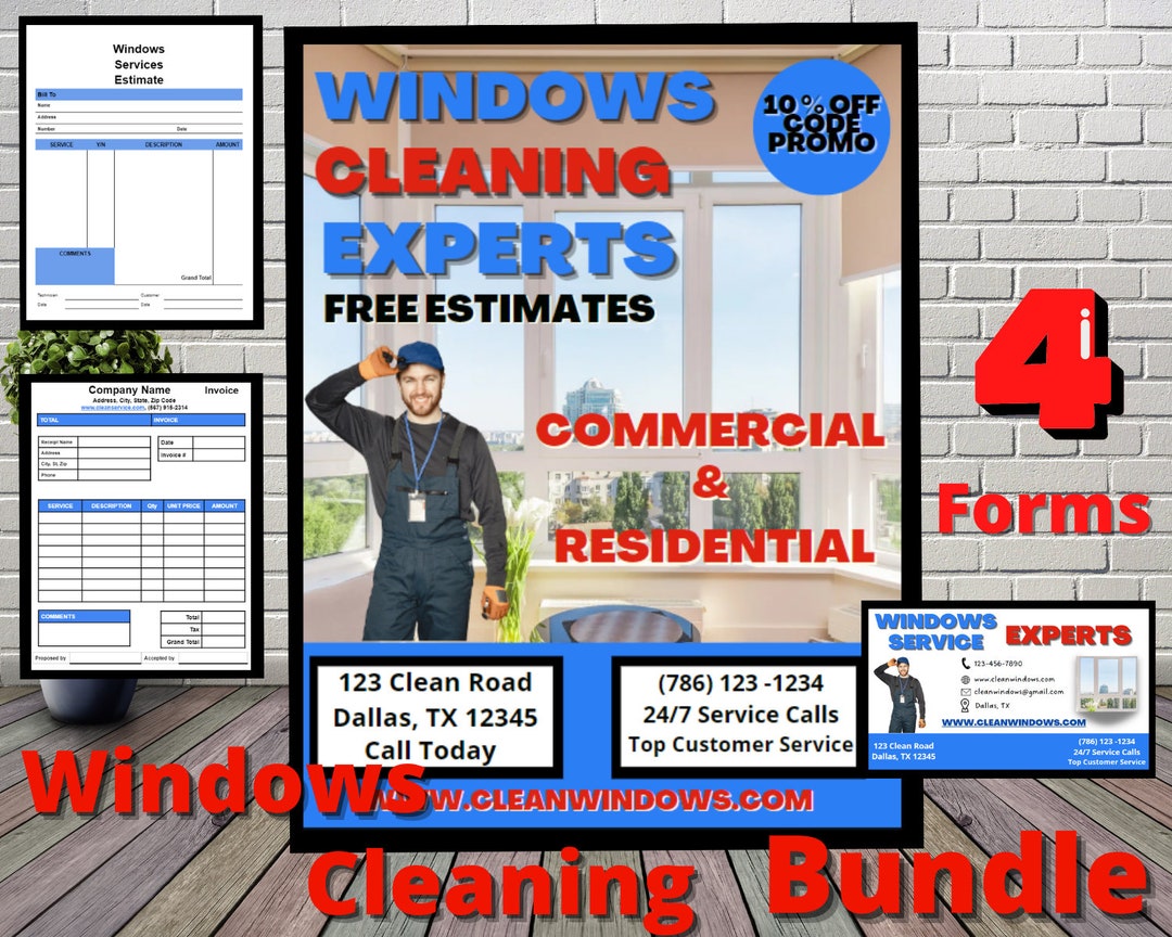 Window Cleaning Invoice Bundle, Window Cleaning Form, Window Flyer ...