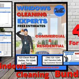 Window Cleaning Invoice Bundle, Window Cleaning Form, Window Flyer ...