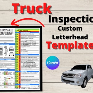 Truck Inspection Report: Editable Checklist Template PDF & Canva - Etsy ...