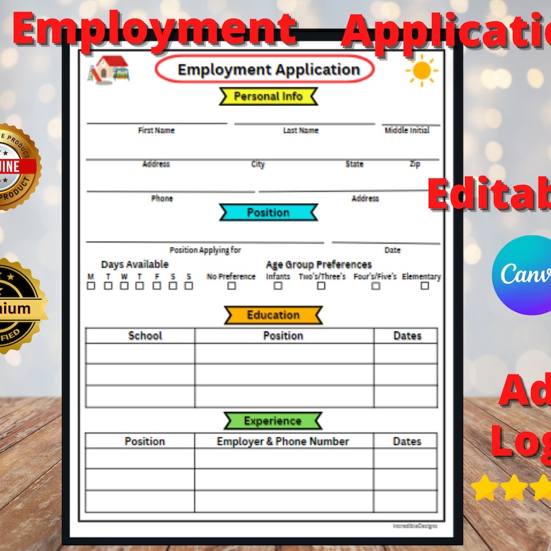 Daycare Application - Etsy