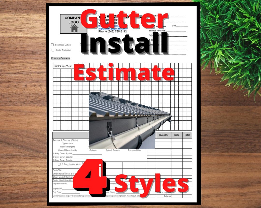Rain Gutter Installation Company Estimate, Invoice Work Order ...