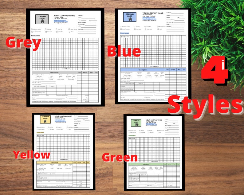 Rain Gutter Installation Company Estimate, Invoice Work Order ...