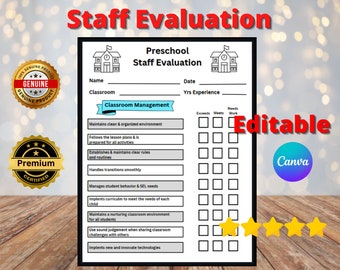 Daycare Staff Evaluation Printable,childcare Center Printable Employee ...