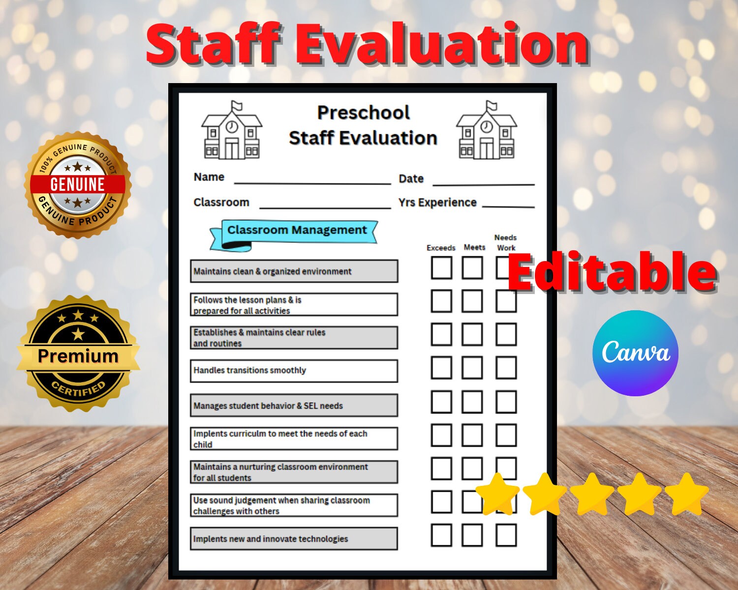 Daycare Staff Evaluation, Preschool Employee Evaluations, Child Care ...