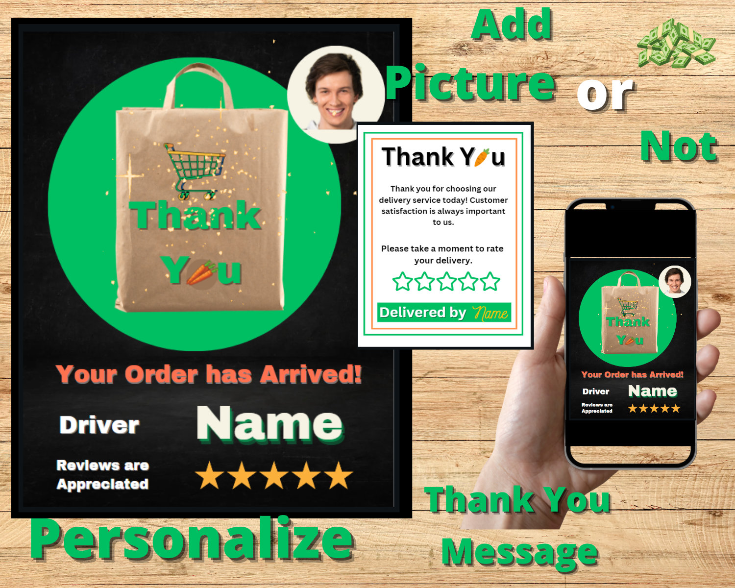 Thank You Card Grocery Customer Delivery, Grocery Shopper Driver, ID ...