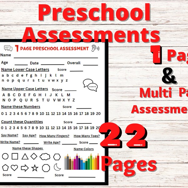 Preschool Assessment - Etsy