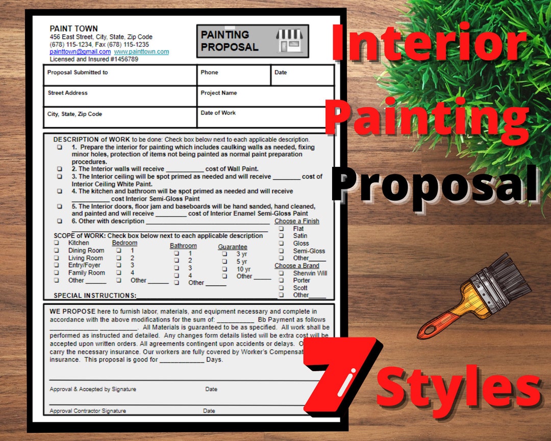 Editable Interior Painting Paint Proposal Template - Etsy