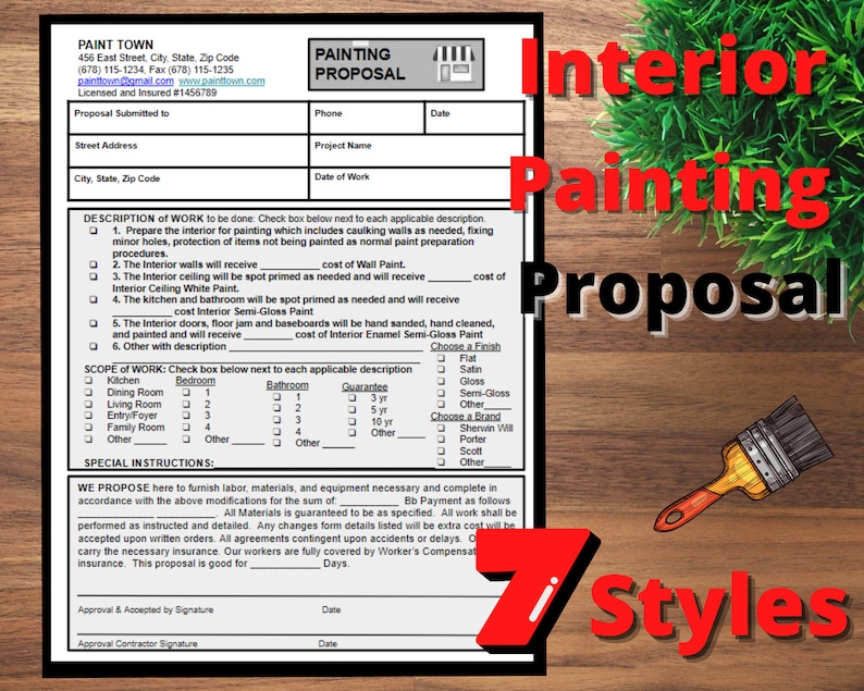 Editable Interior Painting Paint Proposal Template - Etsy