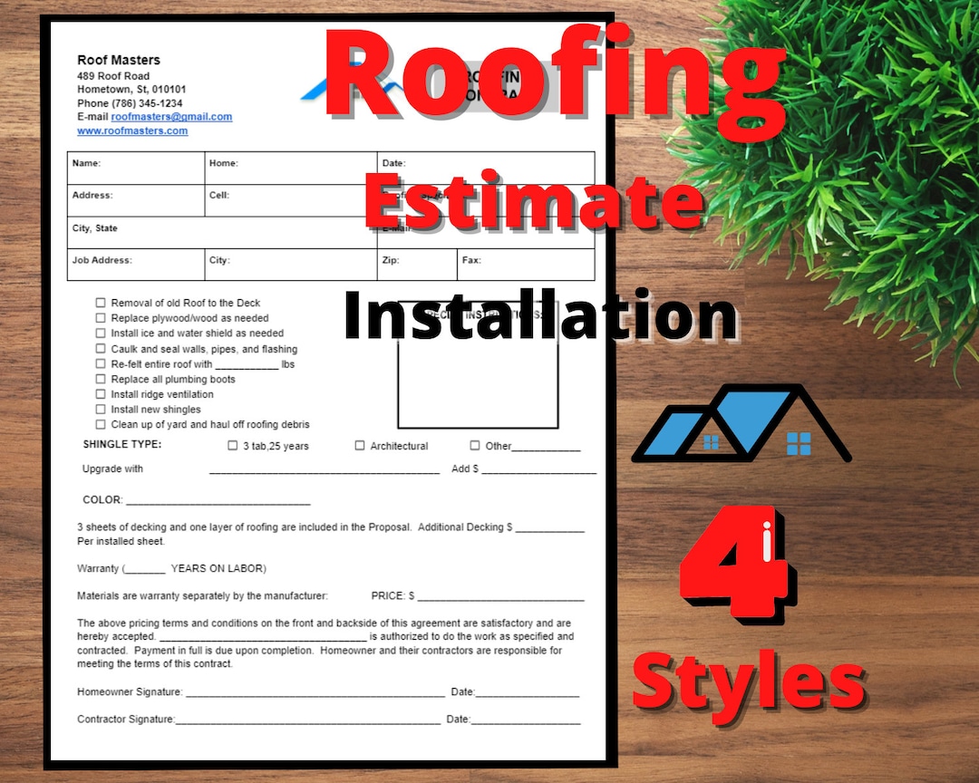 Roofing | Estimate Invoice | Proposal Installation | Contract Repair ...
