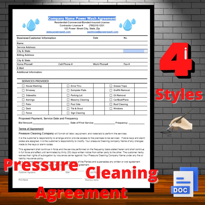 Pressure Washing Service Agreement Power Washer Flyer Instagram Posts ...