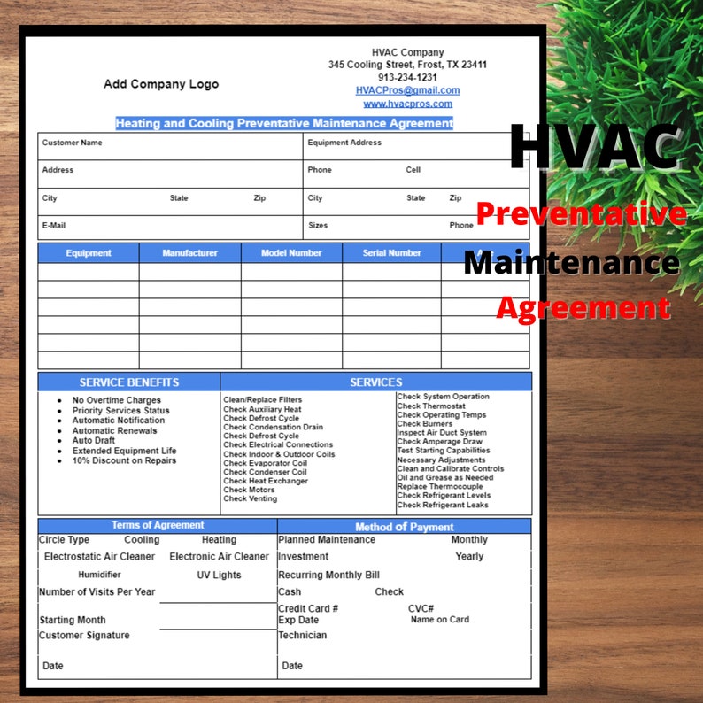 HVAC Business Forms: Inspection Checklist, Contract, Flyer (editable ...
