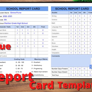 Homeschool Report Card, School PDF Report Card, Homeschool Progress ...
