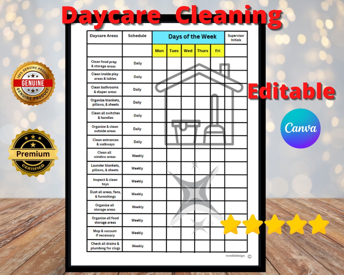 Daycare Cleaning Checklist Editable, Preschool Cleaning Child Care ...