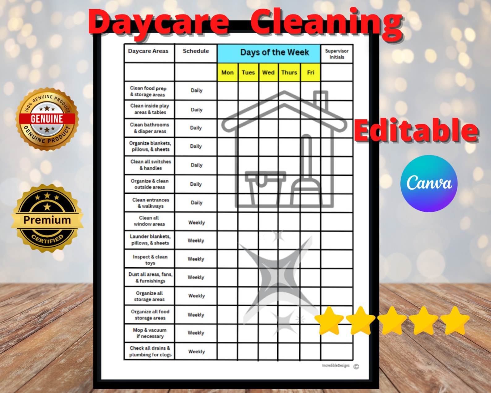 Daycare Cleaning Checklist Editable, Preschool Cleaning Child Care ...