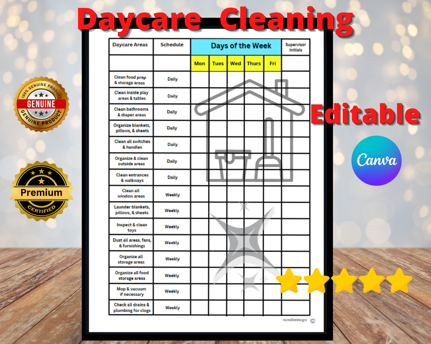 Daycare Cleaning Checklist Editable, Preschool Cleaning Child Care ...
