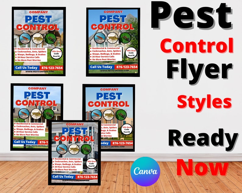 Pest Control Service Flyer Editable Canva Template - Etsy