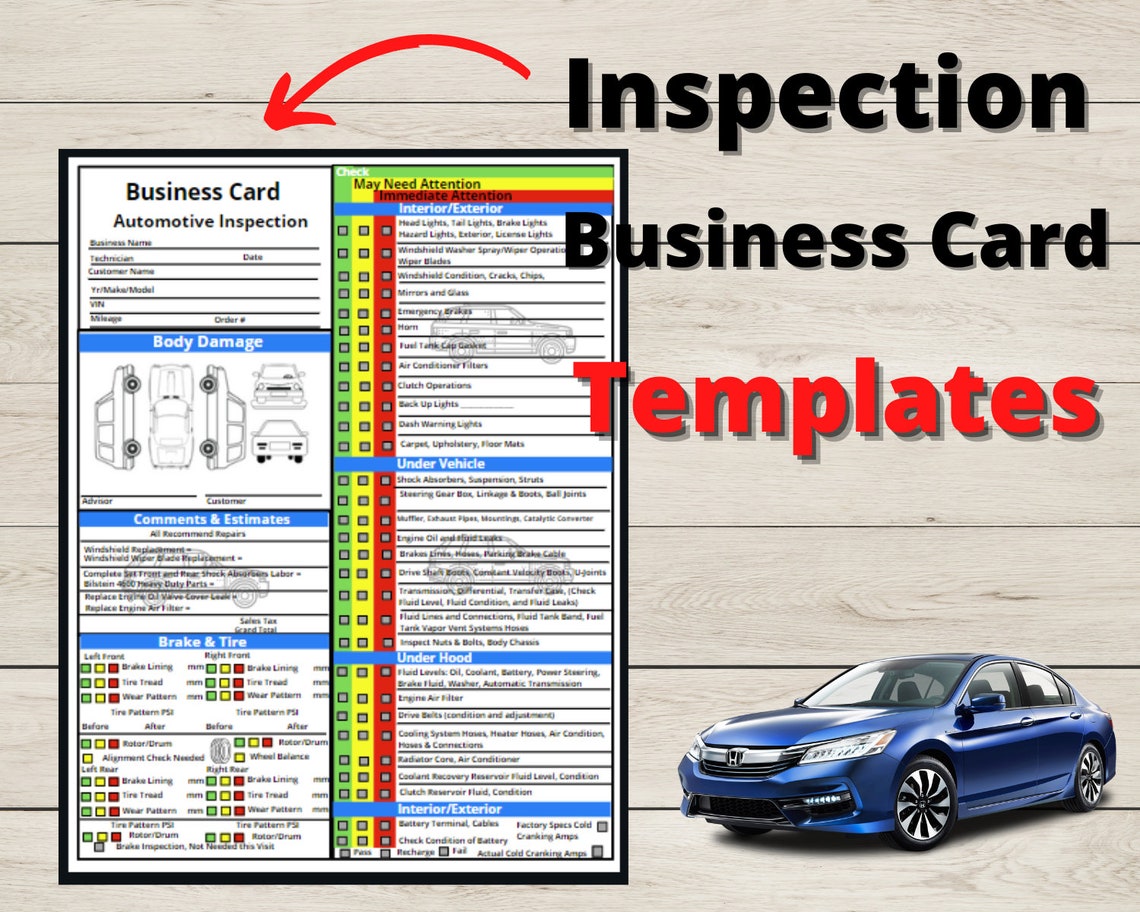 Vehicle Inspection Report Car Checklist Automotive Inspections ...