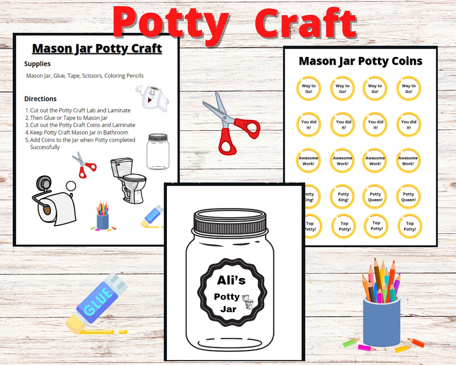 Potty Training Preschool Chart Bundle, Toddler Toilet Train, Potty ...