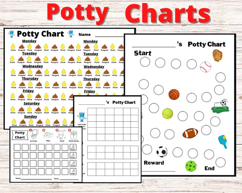 Potty Training Preschool Chart Bundle, Toddler Toilet Train, Potty ...