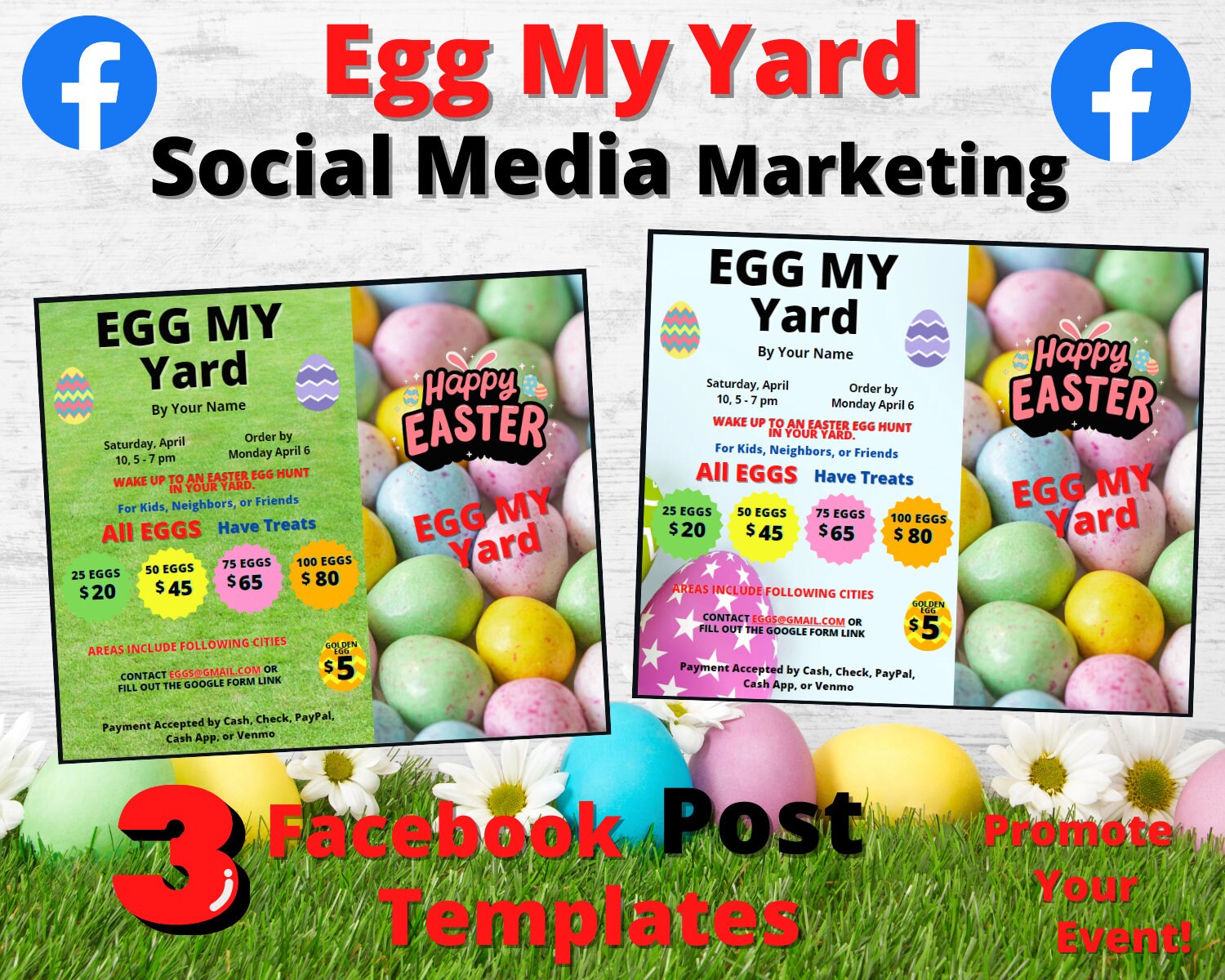 Egg My Yard Easter Fundraiser Flyer Template Bundle - Etsy