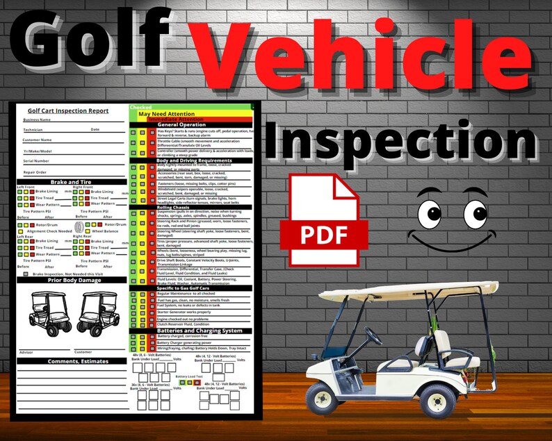 Golf Cart Inspection Report Checklist Golf Cart Rental Check - Etsy