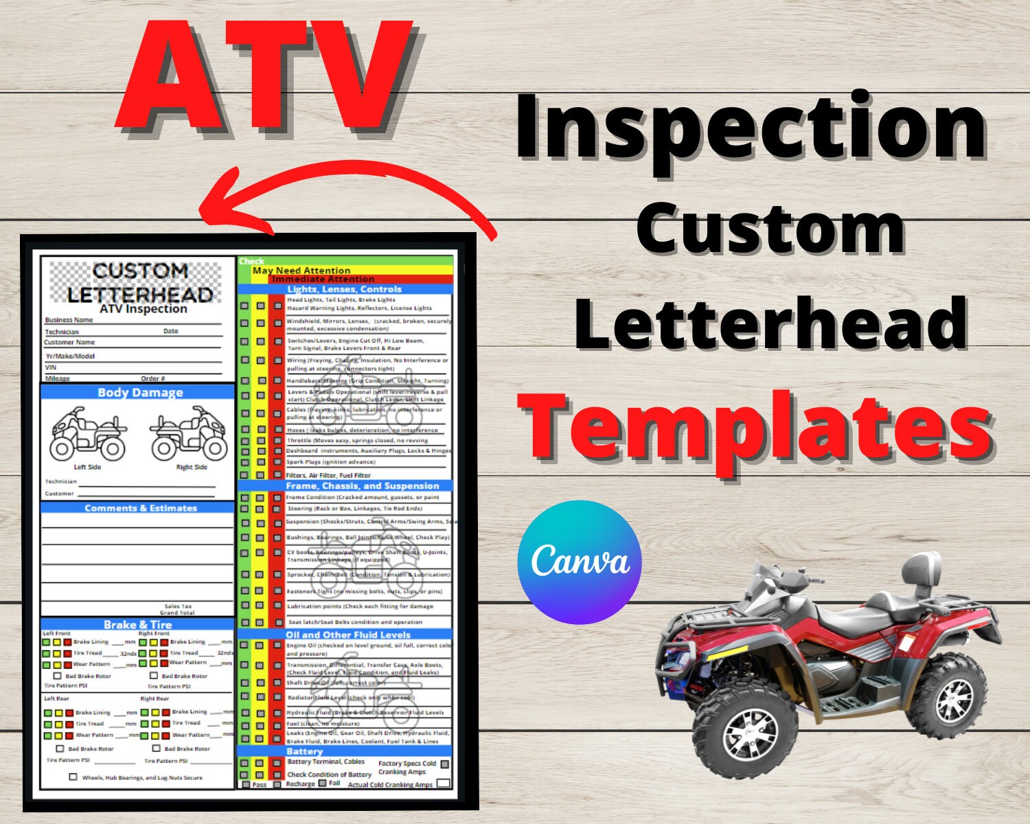 ATV Inspection Checklist, Multi-point, Maintenance, ATV, Utvs ...