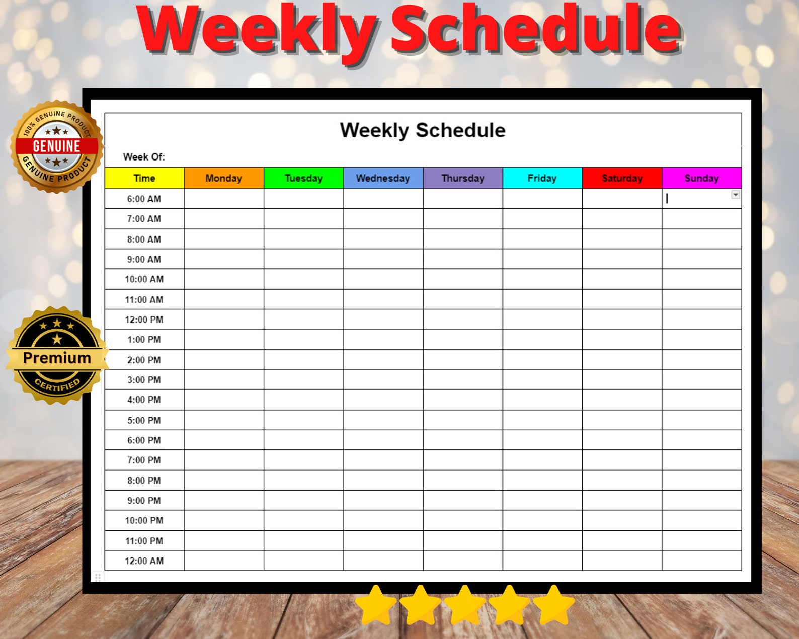 Weekly Schedule Template, Editable, 7 Day Weekly Planner, Blank ...