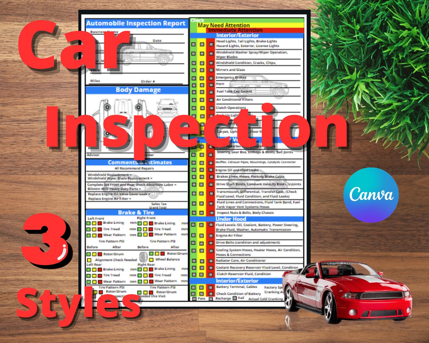 Vehicle Inspection Report Car Checklist Automotive Inspections ...