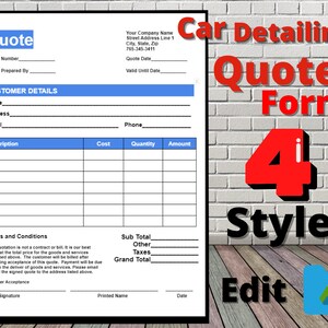 Car Detailing Flyer, Car Detail Bundle, Car Wash, Auto Detailing Bundle Receipt, Invoice, Quote ...