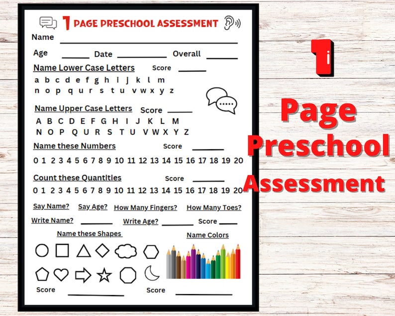 Printable Preschool Assessment Worksheets Activity Homeschool Post ...