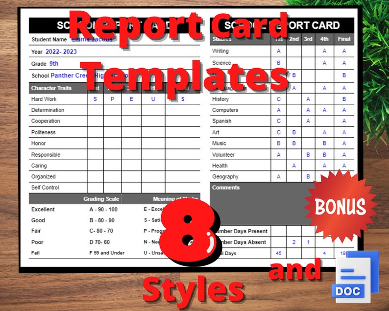 Homeschool Report Card, School PDF Report Card, Homeschool Progress ...