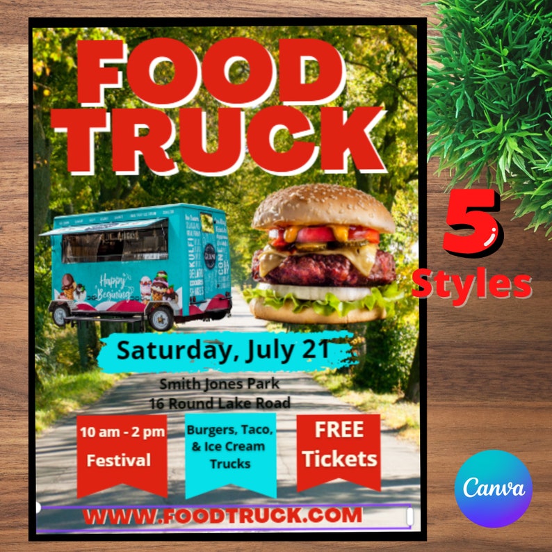 Food Truck Event Flyer Bundle: Editable Menu & Tickets Canva - Etsy