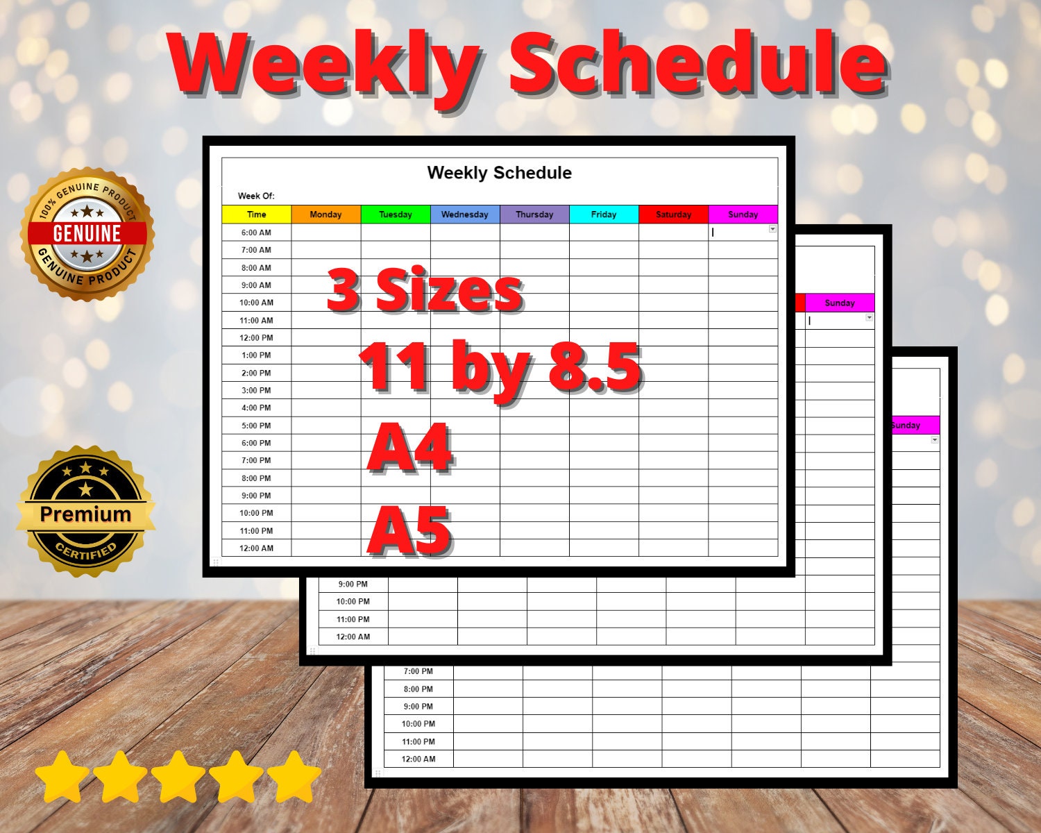Weekly Schedule Template, Editable, 7 Day Weekly Planner, Blank ...