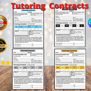Tutoring Contract, Tutoring Guidelines, Tutoring Services Editable in ...