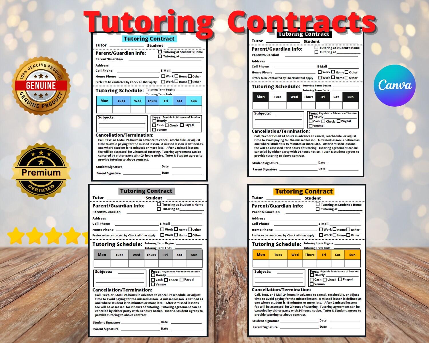 Tutoring Contract, Tutoring Guidelines, Tutoring Services Editable in ...