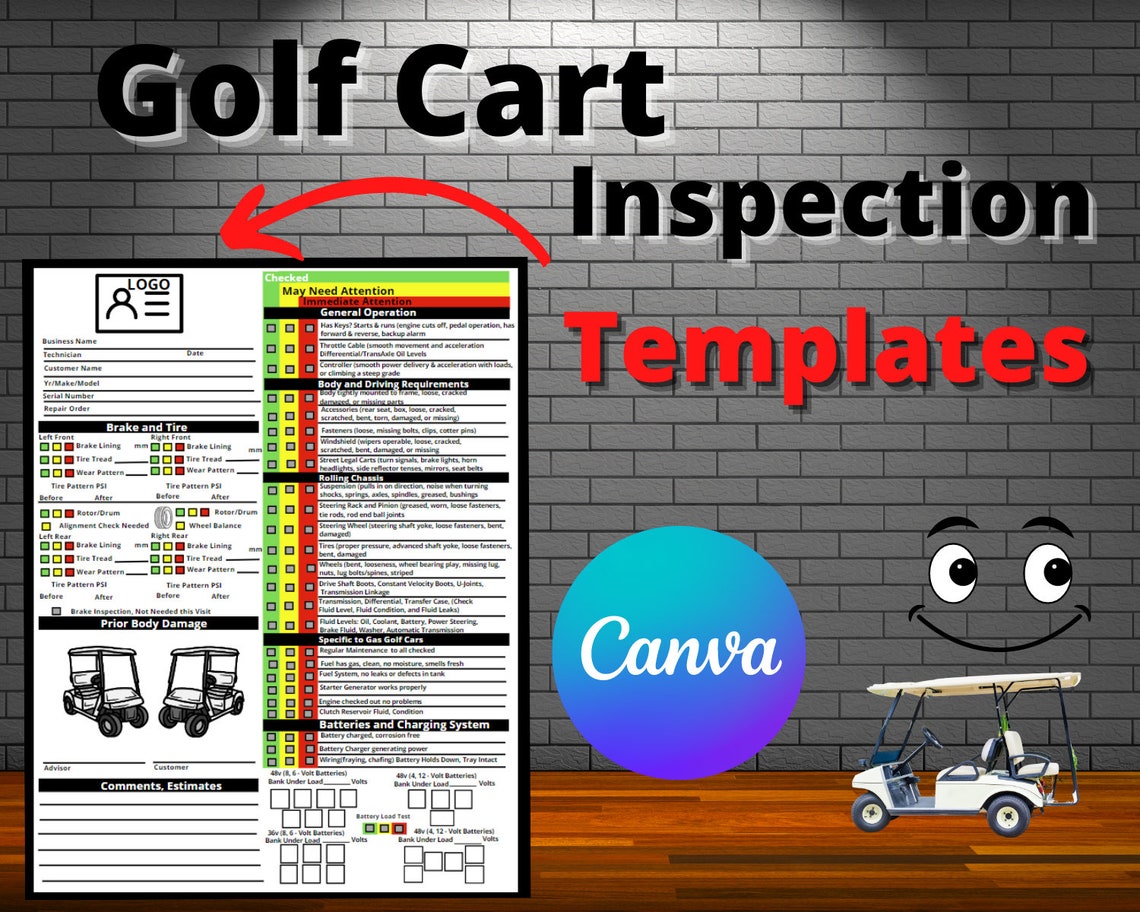 Golf Cart Inspection Report Checklist Golf Cart Rental Check - Etsy