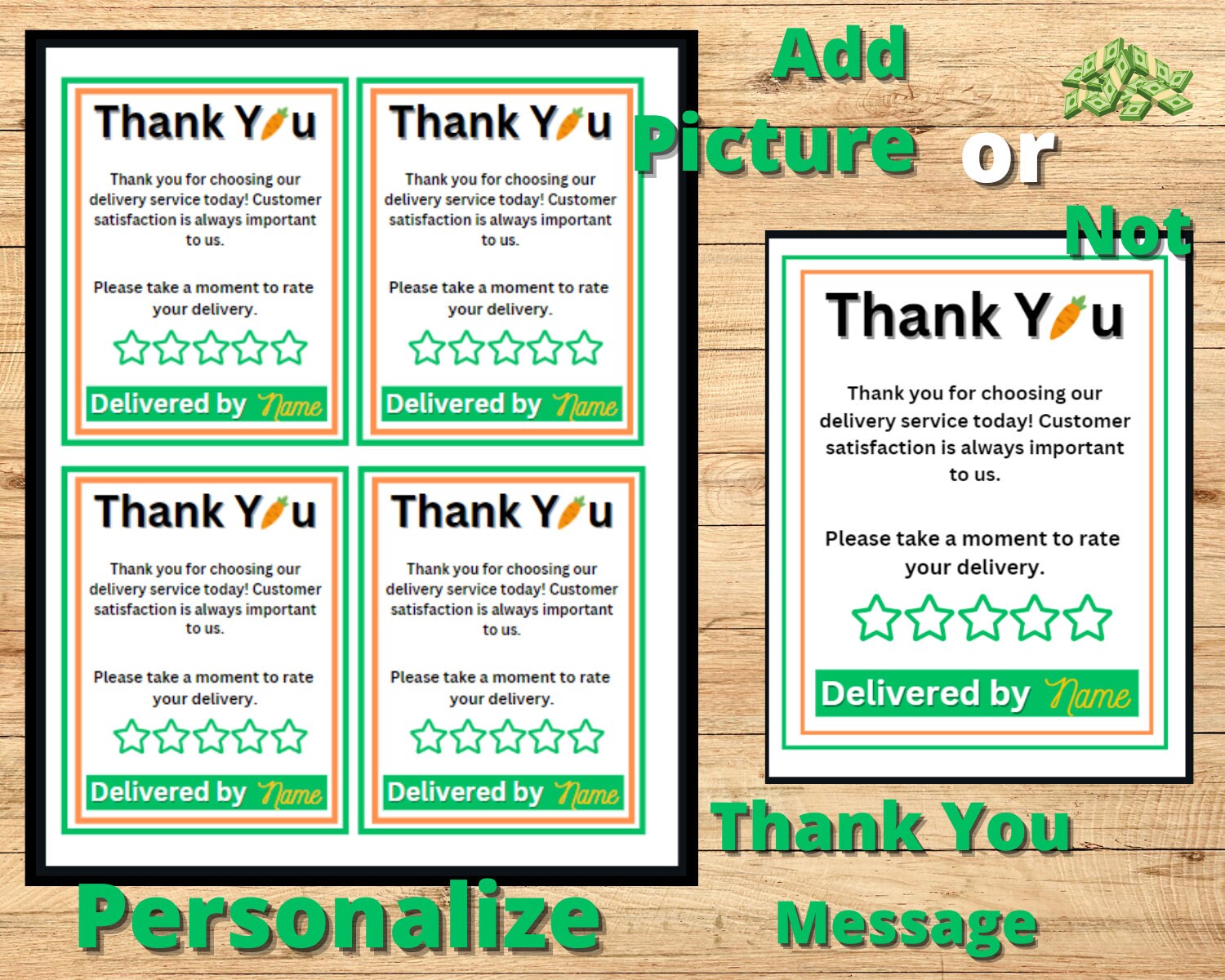 Thank You Card Grocery Customer Delivery, Grocery Shopper Driver, ID ...