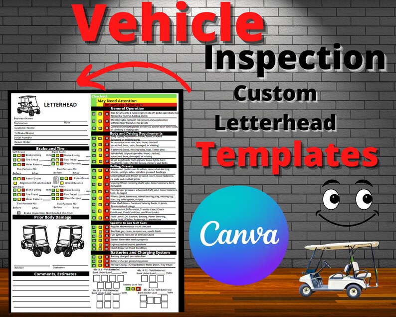 Golf Cart Inspection Report Checklist Golf Cart Rental Check - Etsy