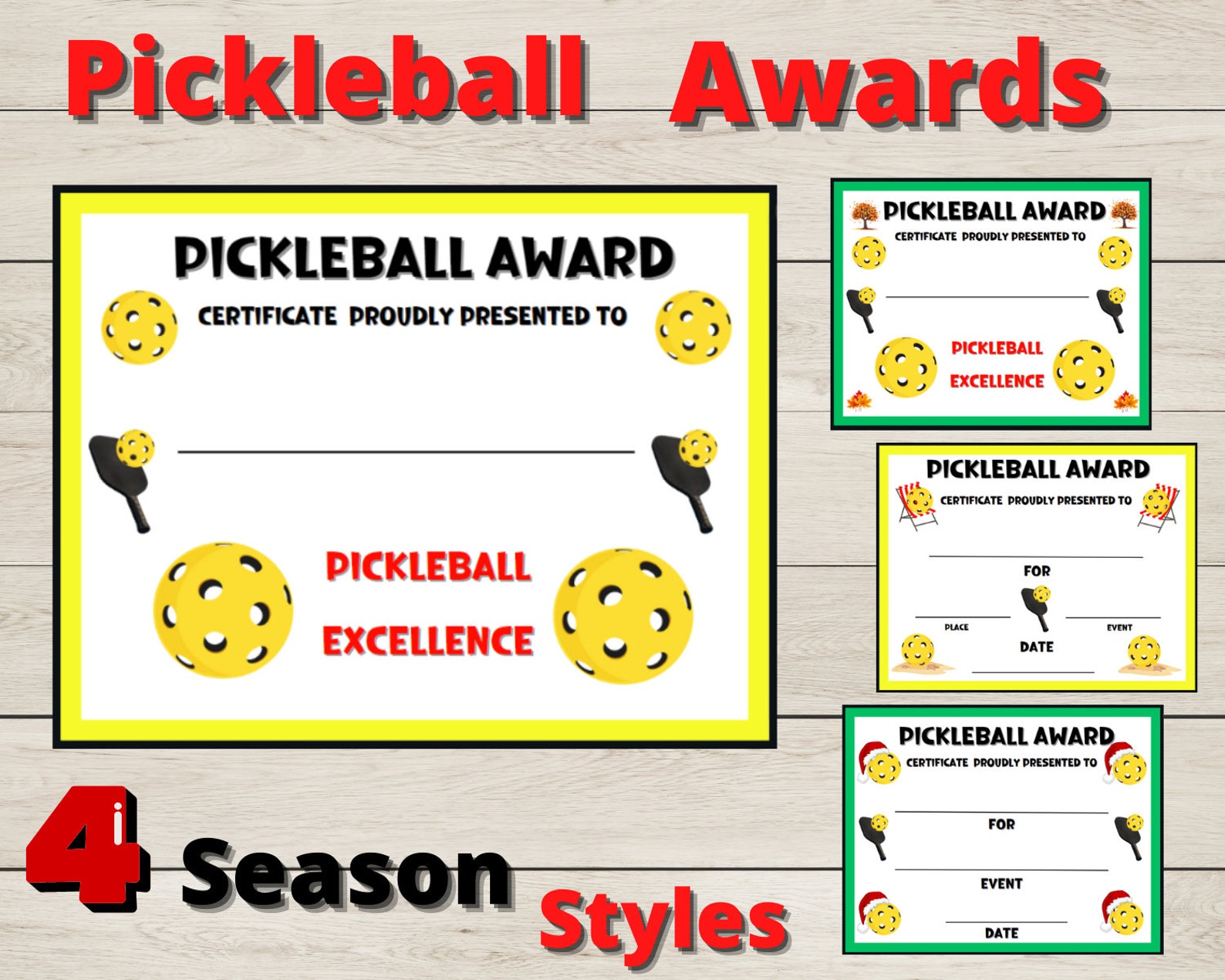 Pickleball Tournament Flyer, Awards, Certificates, Gift Tags, Games ...