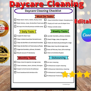 Daycare Cleaning Checklist Editable, Preschool Cleaning Child Care ...