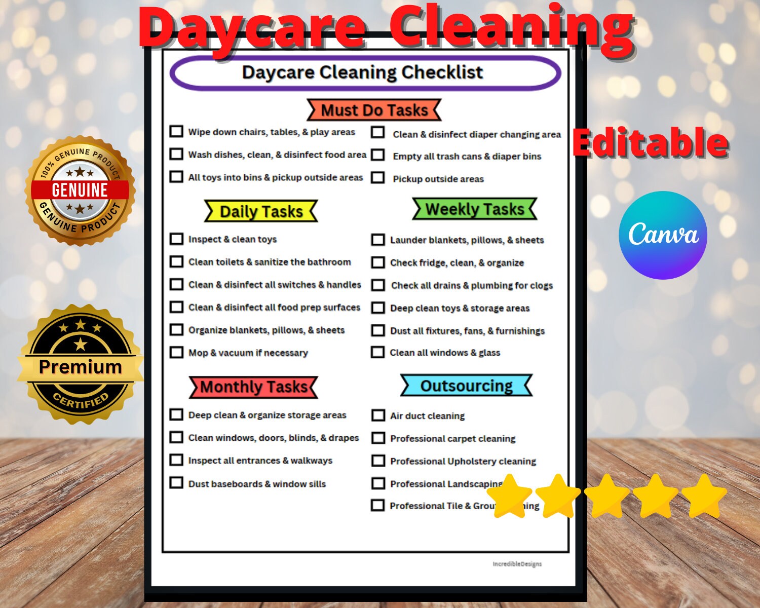 Daycare Cleaning Checklist Editable, Preschool Cleaning Child Care ...