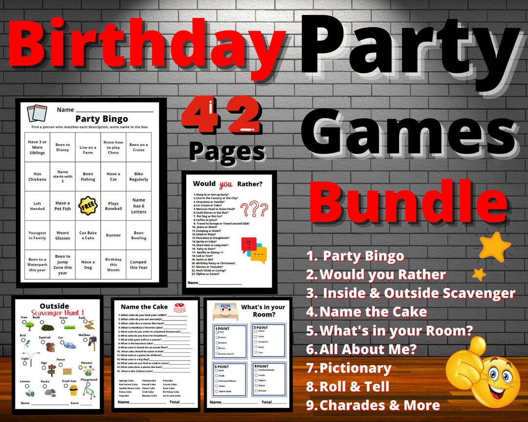 Birthday Party Games Bundle, Kids and Teenager Birthday Games ...